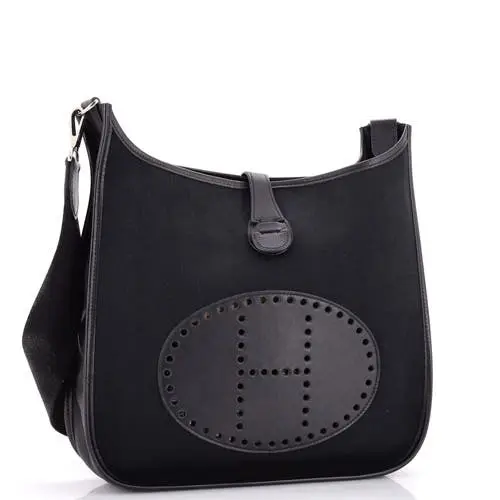 Hermès Evelyne Bag Gen I Toile And Leather Gm - Black