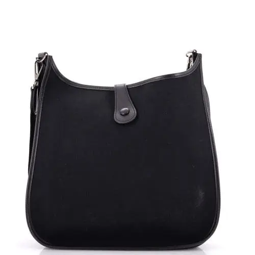 Hermès Evelyne Bag Gen I Toile And Leather Gm - Black