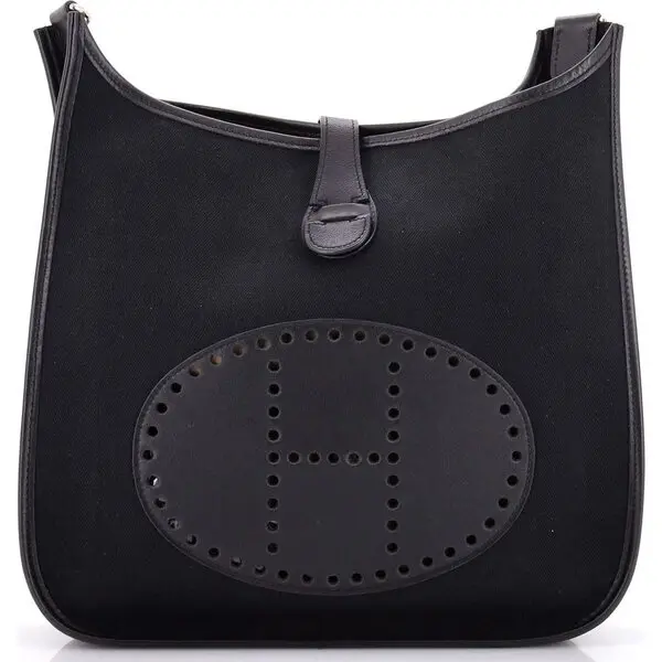 Hermès Evelyne Bag Gen I Toile And Leather Gm - Noir