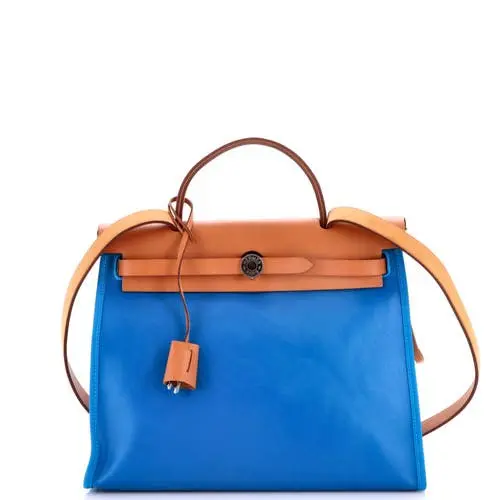 Hermès Herbag Zip Berline Vache Canvas And Leather 31 - Blue
