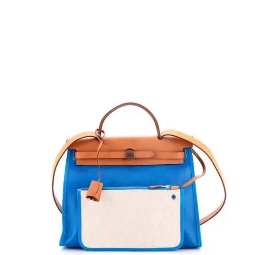 Hermès Herbag Zip Berline Vache Canvas And Leather 31 - Blue