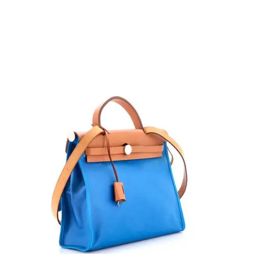 Hermès Herbag Zip Berline Vache Canvas And Leather 31 - Blue