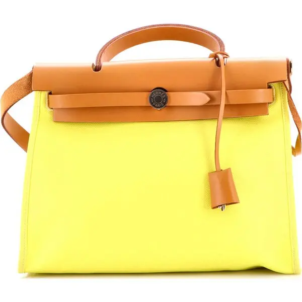 Hermès Herbag Zip Berline Vache Canvas And Leather 31