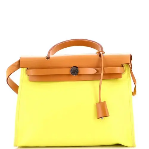 Hermès Herbag Zip Berline Vache Canvas And Leather 31 - Yellow