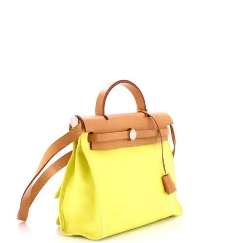 Hermès Herbag Zip Berline Vache Canvas And Leather 31 - Yellow