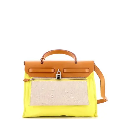 Hermès Herbag Zip Berline Vache Canvas And Leather 31 - Yellow