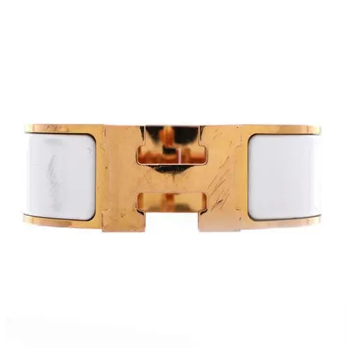 Hermès Clic Clac H Bracelet Metal And Enamel Wide - White
