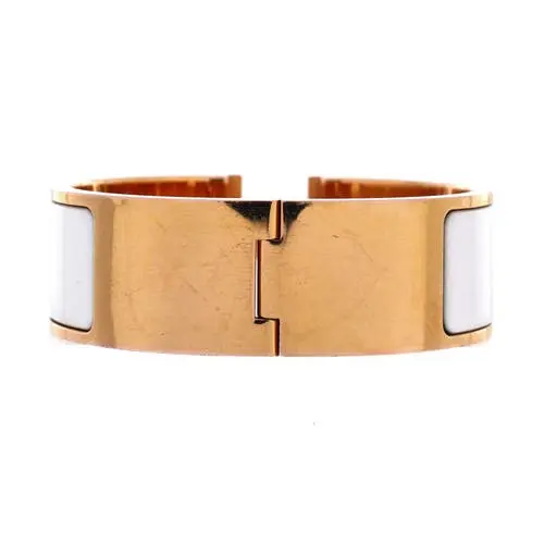 Hermès Clic Clac H Bracelet Metal And Enamel Wide - White