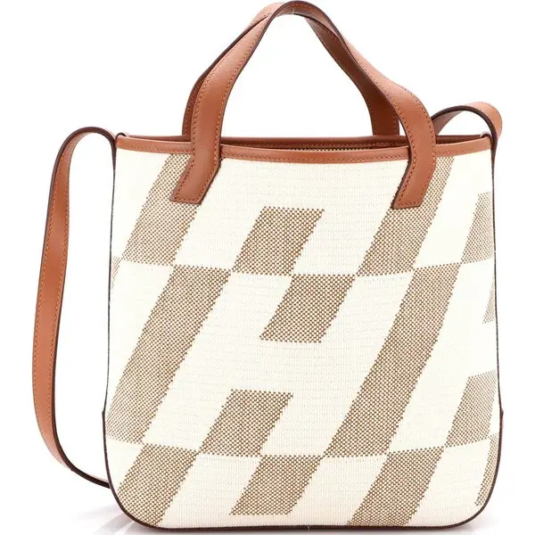 Hermès Cabas H En Biais Tote Canvas With Leather 27 - Gold