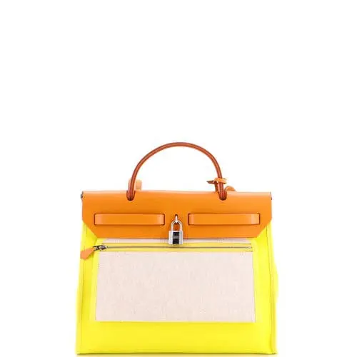 Hermès Herbag Zip Berline Vache Canvas And Leather 31