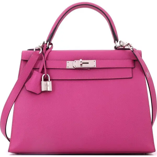 Hermès Kelly Handbag Pink Epsom With Palladium Hardware 28