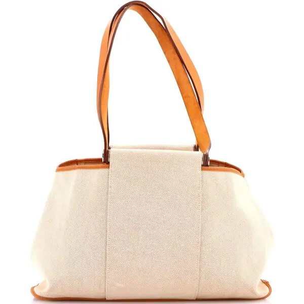 Hermès Cabag Elan Toile And Leather 39 - Ecru