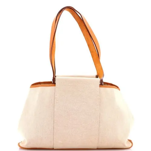 Hermès Cabag Elan Toile And Leather 39 - Ecru
