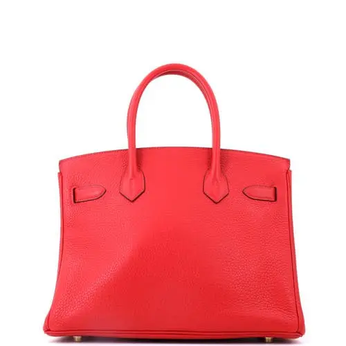 Hermès Birkin Handbag Red Clemence With Gold Hardware 30 - Rouge Casaque