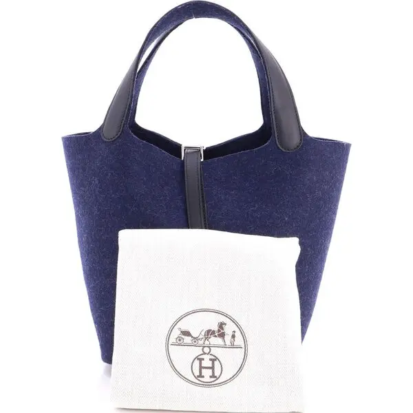Hermès Picotin Lock Bag Felt With Leather Mm - Blue