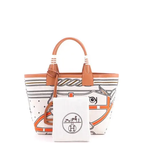 Hermès Sac Steeple Tote Printed Toile With Leather 28