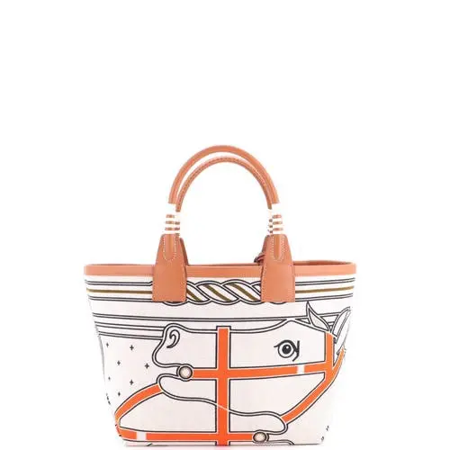 Hermès Sac Steeple Tote Printed Toile With Leather 28