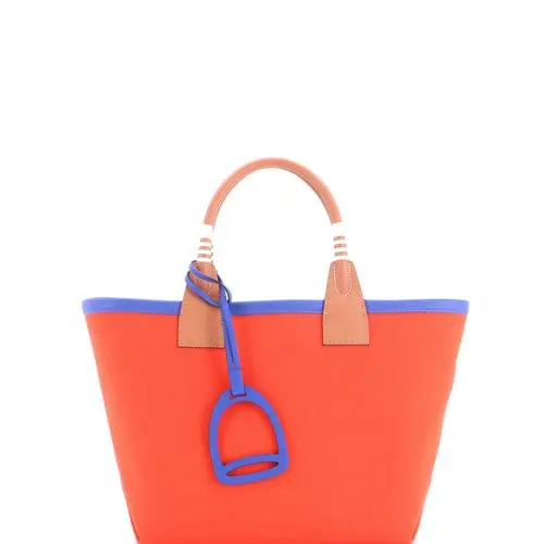 Hermès Sac Steeple Tote Toile With Leather 25 - Orange