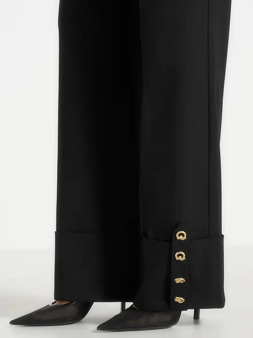 Manière De Voir Darlene Turn Up Detail Tailored Twin Pleat Pants - Black