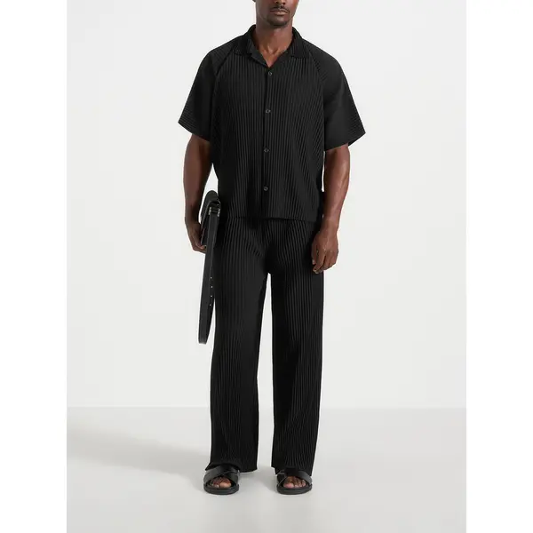 Manière De Voir Justin Pleated Boxy Shirt - Black