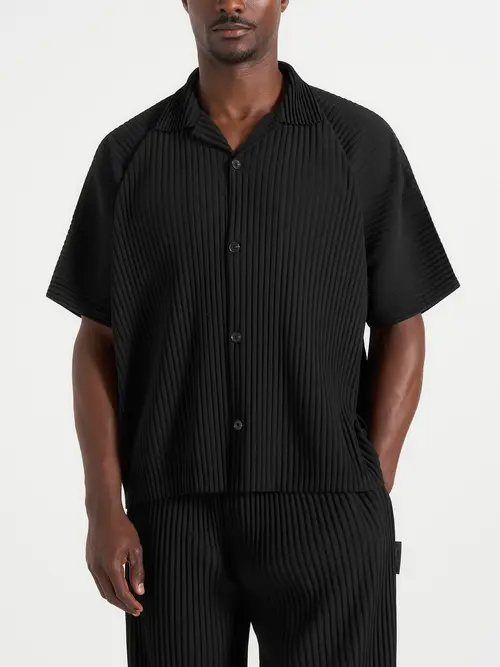 Manière De Voir Justin Pleated Boxy Shirt - Black