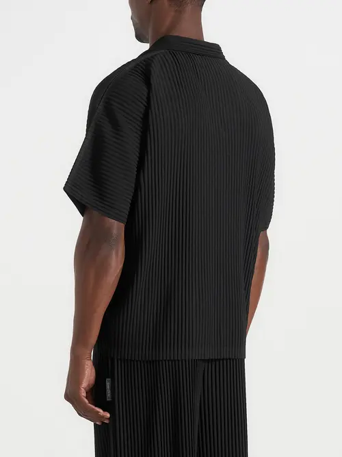 Manière De Voir Justin Pleated Boxy Shirt - Black