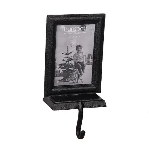 TRANSPAC Metal Frame Stocking Holder Stylish Christmas Decoration - Black