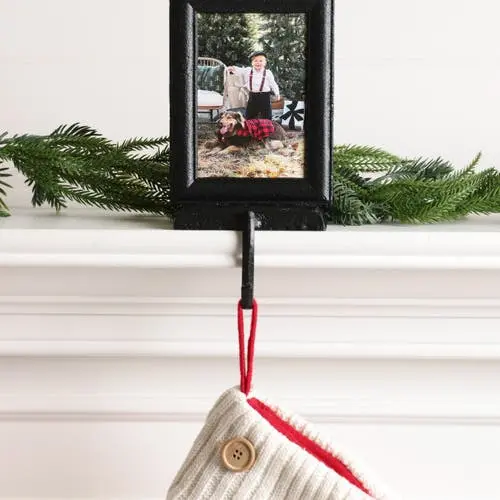 TRANSPAC Metal Frame Stocking Holder Stylish Christmas Decoration