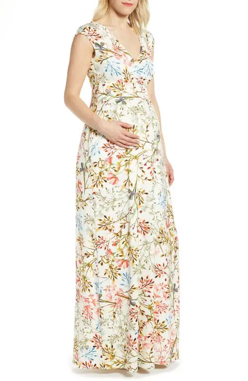 TIFFANY ROSE MATERNITY Alana Floral Print Maxi Dress - White