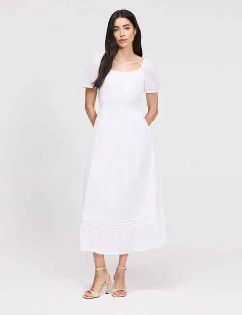 FINERY LONDON Mandy Cotton Voile Midi Dress - White