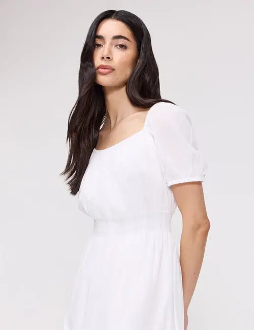 FINERY LONDON Mandy Cotton Voile Midi Dress - White
