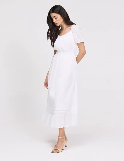 FINERY LONDON Mandy Cotton Voile Midi Dress - White