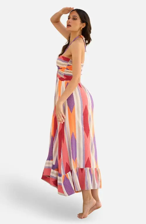 YUMI Block Print Cotton Maxi Dress
