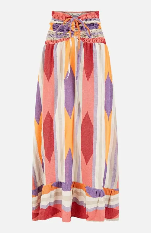 YUMI Block Print Cotton Maxi Dress