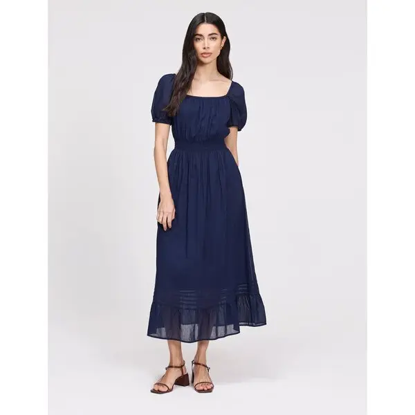 FINERY LONDON Petite Mandy Cotton Voile Midi Dress - Navy