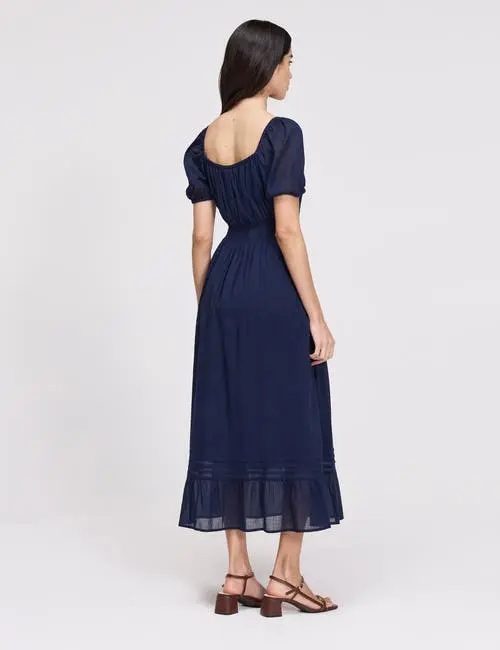 FINERY LONDON Petite Mandy Cotton Voile Midi Dress - Navy