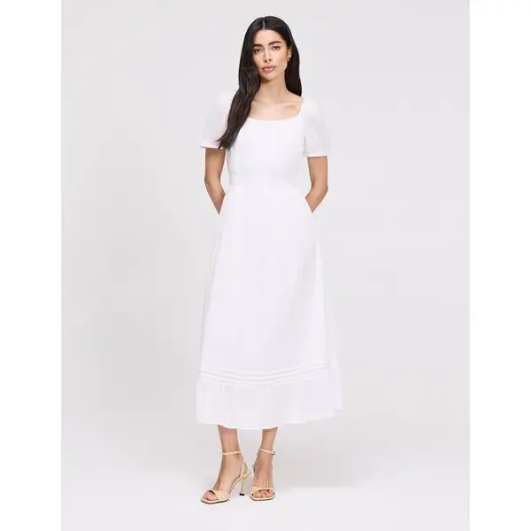 FINERY LONDON Petite Mandy Cotton Voile Midi Dress - White