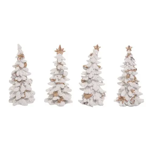 TRANSPAC Christmas Winter Elegant Gold Polyresin Tree Figurines
