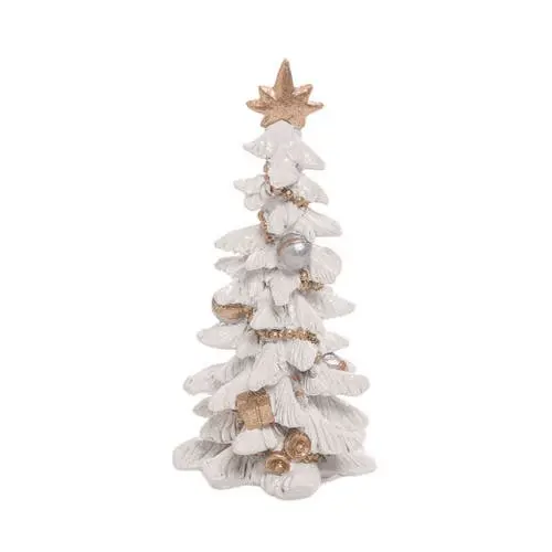TRANSPAC Christmas Winter Elegant Gold Polyresin Tree Figurines