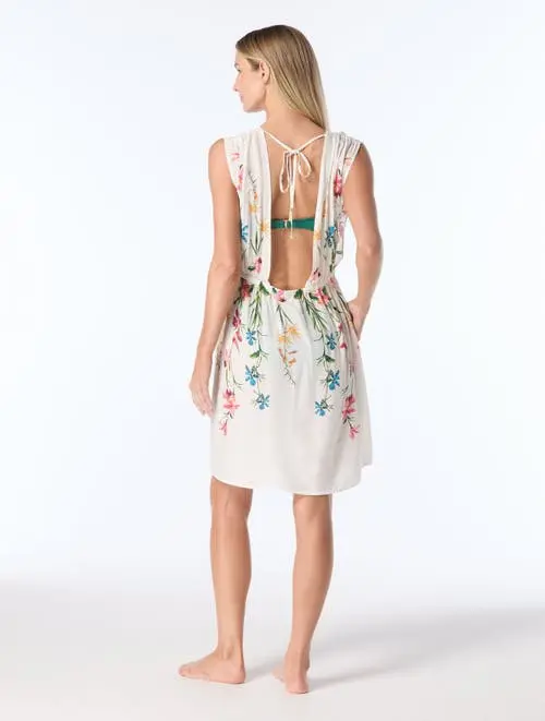 Vince Camuto Sleeveless Plunge Neck Floral Print Cover Up Dress