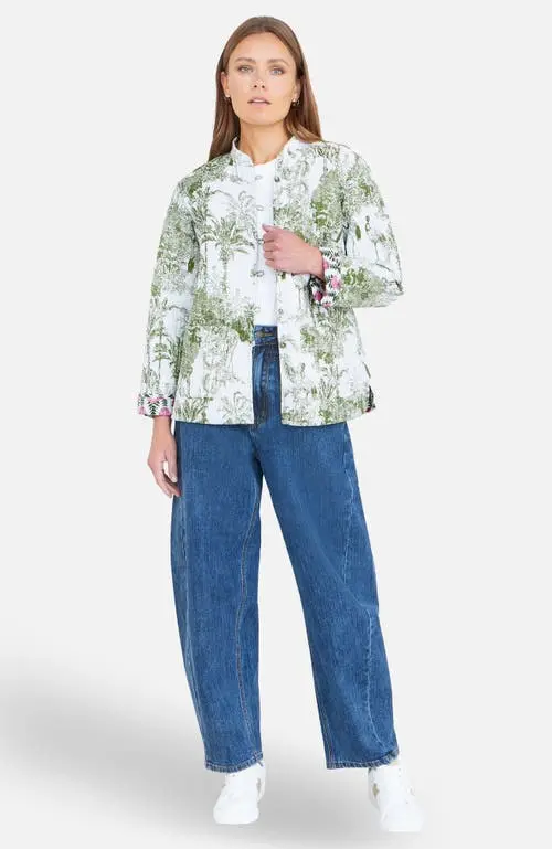 YUMI Cotton Quilted Reversible Jacket - Green
