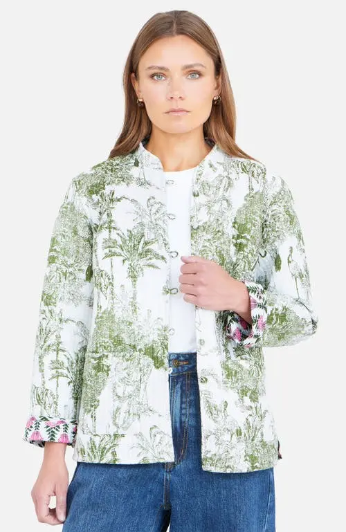 YUMI Cotton Quilted Reversible Jacket - Green