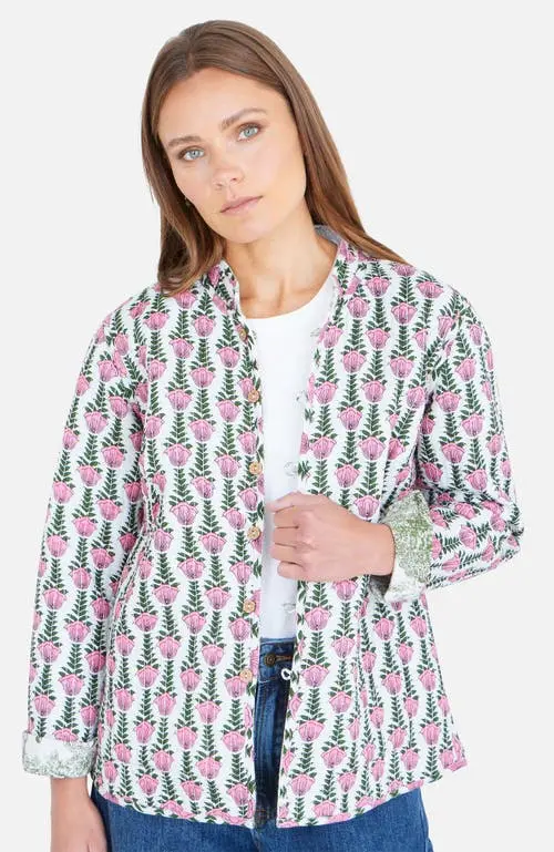 YUMI Cotton Quilted Reversible Jacket - Green