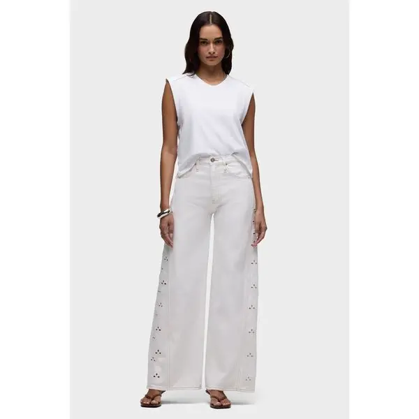 Hudson Jeans James Wide Leg - Embroidered White
