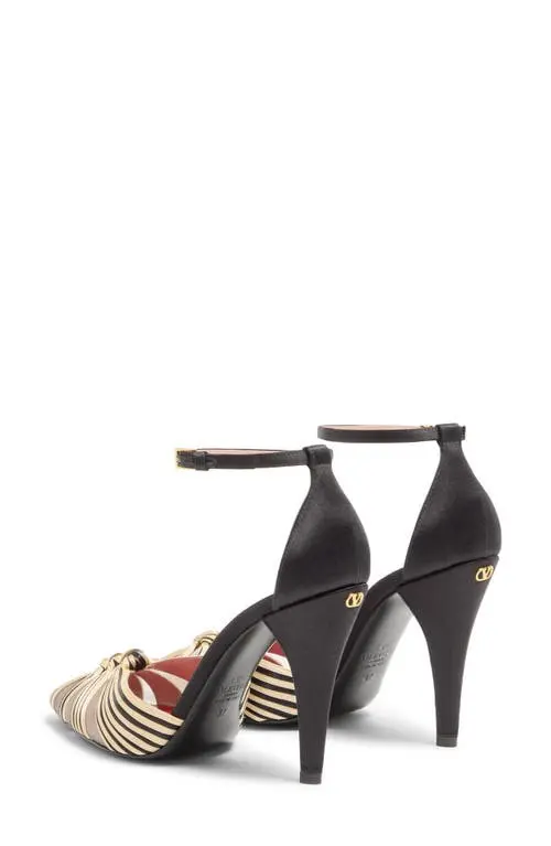 Valentino Garavani Annine Satin Ankle Strap Pump - Black/beige