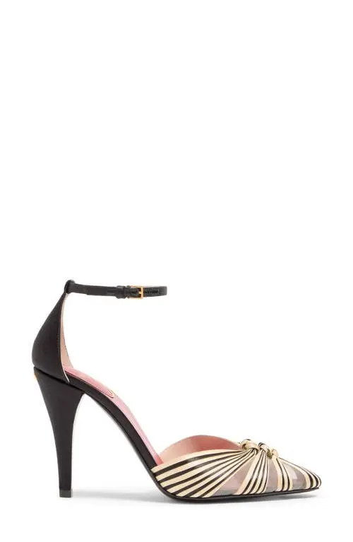 Valentino Garavani Annine Satin Ankle Strap Pump - Black/beige