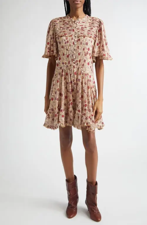 Isabel Marant Étoile Daynia Floral Cotton Blend Dress - Ecru/raspberry