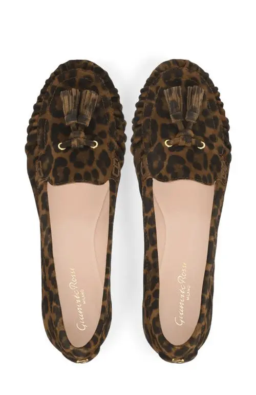 GIANVITO ROSSI Suede Mocassin With Tassels - Leopard Suede Leather