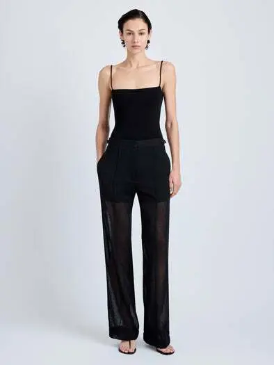 Proenza Schouler Sheer Wool Eran Pant - Black
