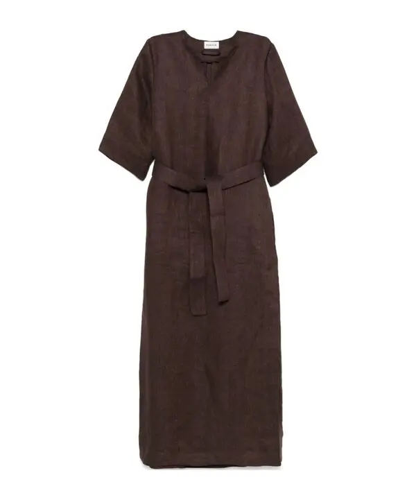 P.a.r.o.s.h Linen Maxi Dress - Brown
